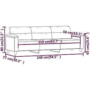 vidaXL 3-Seater Sofa Dark Gray 82.7" Microfiber Fabric
