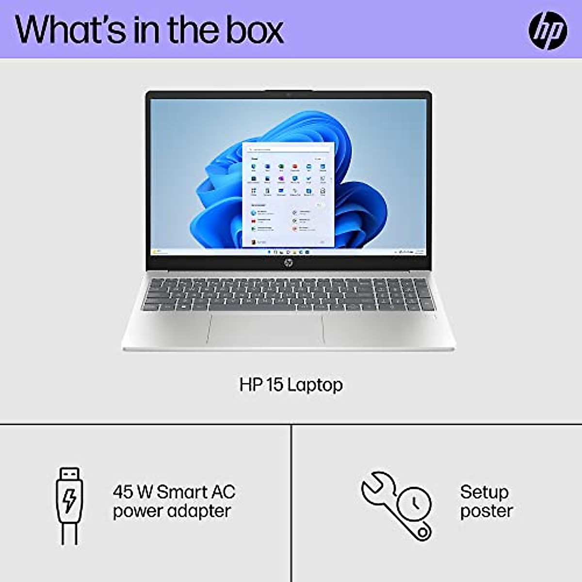 HP 15 Laptop, FHD Display, AMD Ryzen 3 7320U, 8 GB RAM, 256 GB SSD, AMD Radeon Graphics, Windows 11 Home in S Mode, 15-fc0010nr (2023), Silver