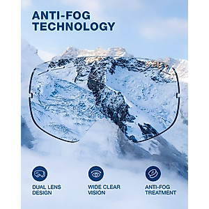 ZIONOR X Ski Snowboard Snow Goggles Replacement Lenses (VLT 9% Revo Silver Lens)