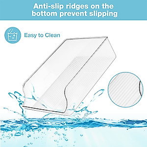 Puricon 2 Pack Water Bottle Dispenser Organizer for Refrigerator, Clear Plastic 16.9oz Water Bottle Container Storage Bin for Fridge Freezer Pantry Cabinet Kitchen -for Water Bottle