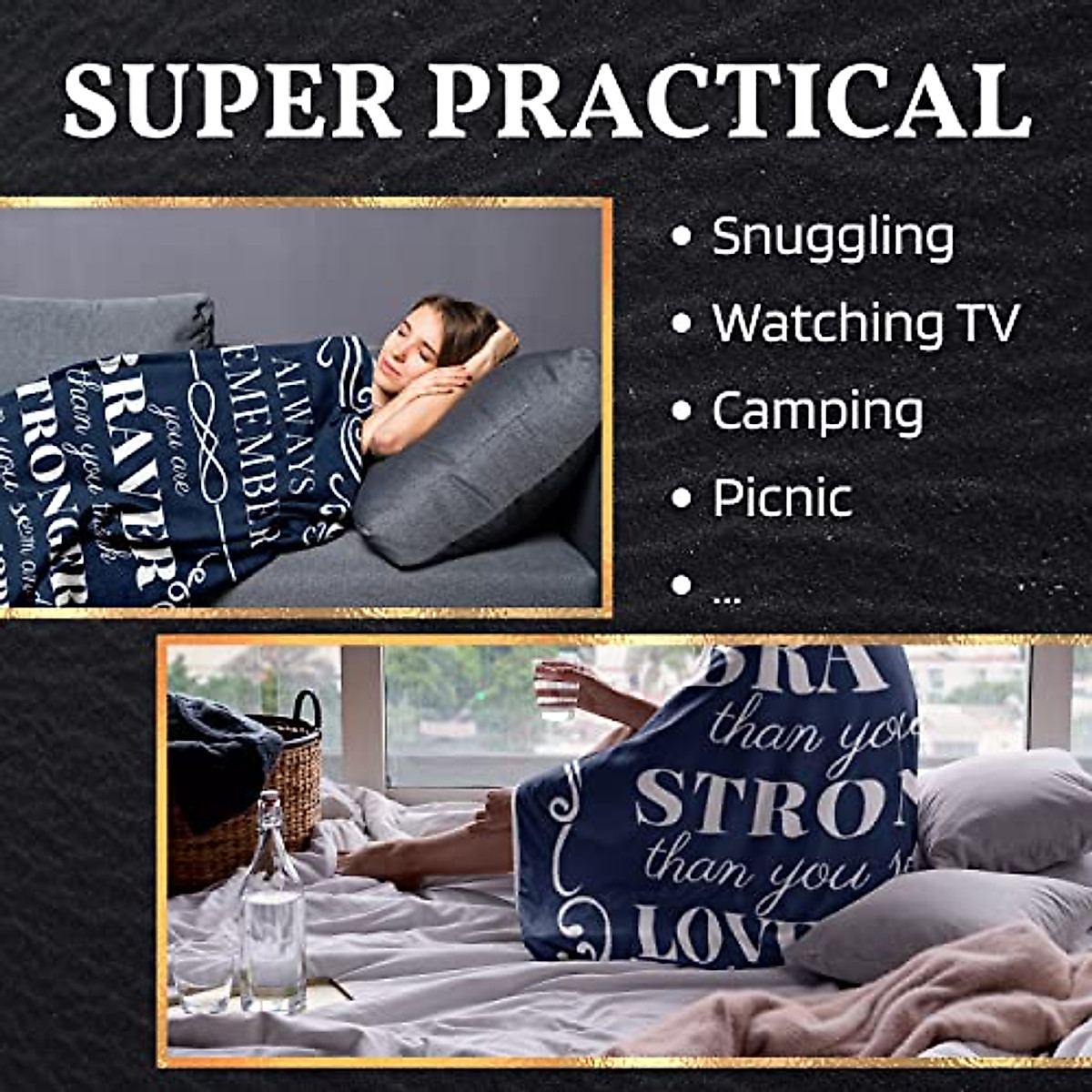 InnoBeta Inspirational Blankets for Women, Men, Get Well Soon Gift for Friends Recovering from Surgery, Chemotherapy, Cancer, Flannel Throw Blanket, 50'' x 65'' - You are Braver Than You Think