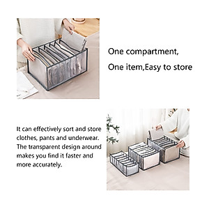 Kyweel 3PCS Washable Wardrobe Clothes Organizer，Foldable Visible Closet Organizer Clothes Drawer Mesh Separation Box For Jeans, T-shirts, Leggings, Underwear, Children's Clothing，Socks（7 Grids）