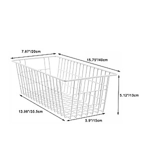 SANNO 15.7" Freezer Baskets Wire Storage Baskets Bin Organizer Food,Kitchen, Basket Organizers Bins for Home, Bathroom, Closet Organization, white,set of 4