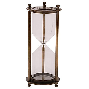 Backbayia Retro Metal Sandglass Empty Hourglass Sand Timer Without Sand for Home Office Decoration (Bronze - S)