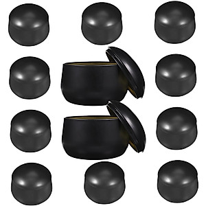 Anneome 12pcs Empty Candle Tins Belly Candle Tins Lids Metal Candle Jar DIY Scented Candle Tins Aromatherapy Candle Small Tins Black Leak-Proof Design