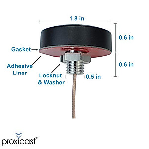 Proxicast Ultra Low-Profile Indoor/Outdoor WiFi Antenna - Triple Band 2.4/5.8/6 GHz - Fixed Through-Hole Screw Mount Bluetooth | ZigBee | WiFi Puck - 6.7 ft Coax Lead w/RP-SMA (ANT-130-005-2PK)