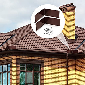 2 Pcs Gutter Valley Splash Guards 15.75 x 3.54 x 0.59 Inches Downspout Diverter Roof Rain Diverter with 20 Pcs Matching Gutter Screws Foldable Rain Gutter Guards for Corner House, Bent Style (Brown)
