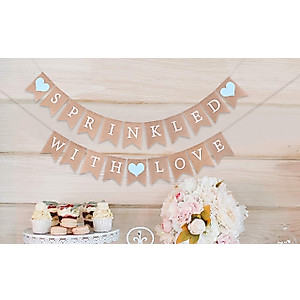 Sprinkled with Love Banner - Rustic Burlap Baby Shower Banner, Sprinkled with Love Baby Shower Decorations, Baby Birthday Banner, Party Photo Backdrop, Photo Decoration Props