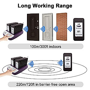 Daytech Restaurant Pager System Paging Buzzer System Beepers Wireless Rechargeable Calling System for Restaurant Hotels Food Truck Cafe Shop Clinic with 16 Coaster Pagers