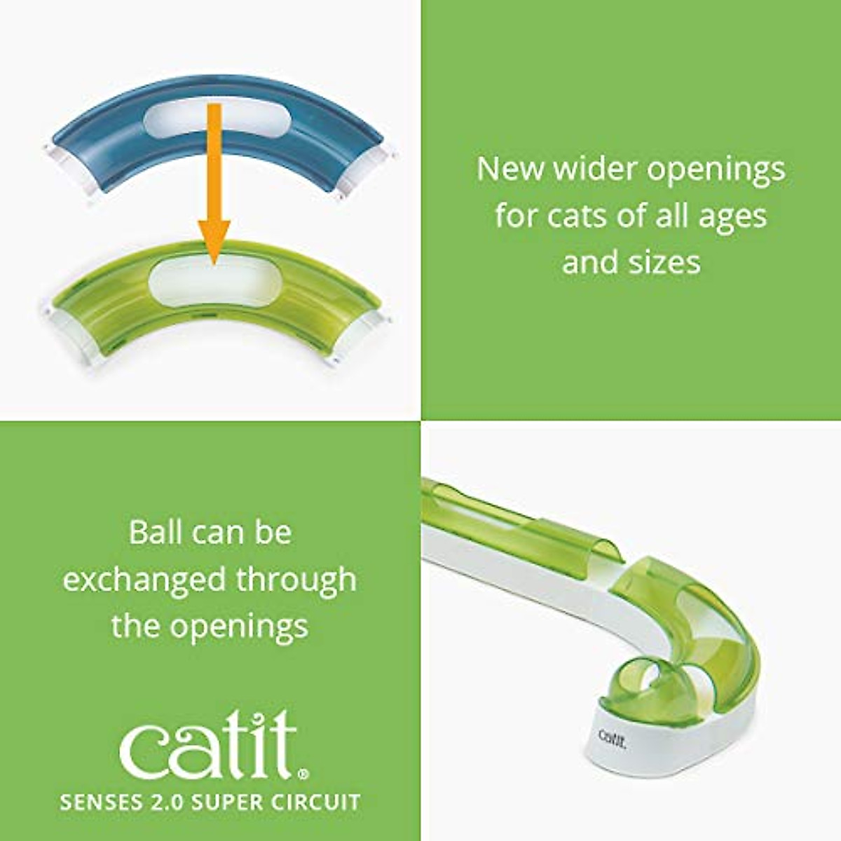 Catit Senses 2.0 Super Circuit Interactive Cat Toy - 12-Piece Closed-Track Ball Toy for All Breed Sizes