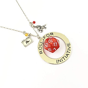 FJCPHAHA Roll for Initiative Game Dunge RPG TTRPG Polyhedral Dragons Master necklace D4-D20 20-Sides Die Dice Critical Tabletop Role Playing Game Roleplaying DM GM Necklace