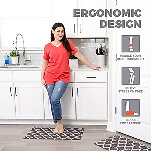 KOKHUB Kitchen Mat,1/2 Inch Thick Cushioned Anti Fatigue Waterproof Kitchen Rug, Comfort Standing Desk Mat, Kitchen Floor Mat Non-Skid & Washable for Home, Office, Sink,17.3"x28"- Brown