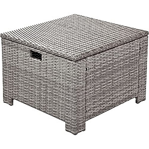 Goohome 6-Piece Patio Outdoor Sofa Set, All-Weather PE Wicker Rattan ConversationalSet Furniture w/2 Corner Sofá, 2 Single Chairs, 1 Storage Table and 1 Ottoman, for Backyard, Garden, Poolside, Deck