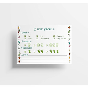 Cocktail Recipe Cards, 4x6 Inches, 50 Fill-in-the-Blank Cards for Recipe Box (Watercolor Border)