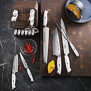 Cangshan Thomas Keller Signature Collection Swedish Powder Steel Forged, 5-Inch Serrated Utility Knife, White