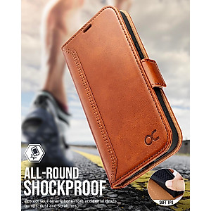 OCASE Compatible with iPhone 15 Pro Wallet Case, PU Leather Flip Folio Case with Card Holders RFID Blocking Kickstand [Shockproof TPU Inner Shell] Phone Cover 6.1 Inch 2023, Retro Brown