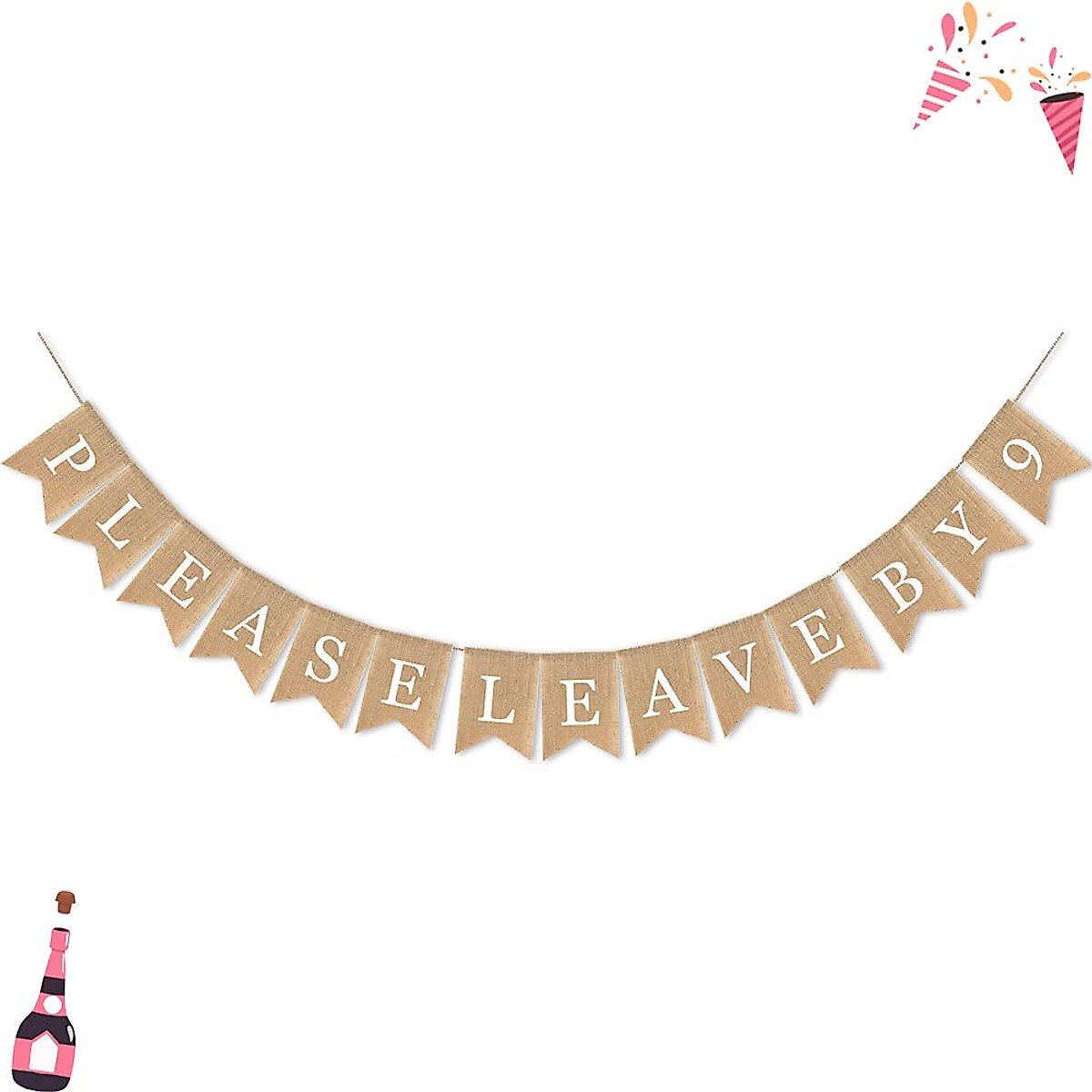 SWYOUN Burlap Please Leave by 9 Banner Housewarming Party Supplies Birthday Party Garland Decoration