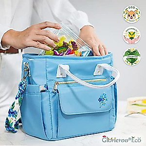GLORIEROO Deluxe Lunch Bag Women - Leakproof Insulated Lunch Box for Women 2023 Newest Great Gifts for Women Waterproof Multi Pocket Lunch Tote Bag with Removable Strap for Work/Picnic