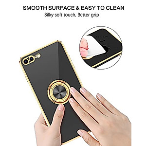 BENTOBEN iPhone 8 Plus Case, iPhone 7 Plus Case, Slim Fit Ring Holder Stand Magnetic Car Mount Supported Shockproof Protective Women Girls Men Boys Case Cover for iPhone 8 Plus/7 Plus 5.5", Black/Gold
