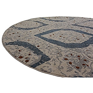 Unique Loom Estrella Collection Modern Abstract Cream Round Rug (8' 0 x 8' 0)