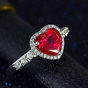 Navachi 925 Sterling Silver 18k White Gold Plated 2.5ct Heart Ruby Emerald Az9208r Rings(Size:9)