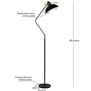 Brightech Swoop LED Floor Lamp, Tall Lamp with Adjustable Head, Modern Lamp for Living Rooms & Offices, Standing Lamp with Heavy Base for Bedrooms, Stunning Living Room Decor