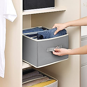 homsorout Jeans Organizer for Closet, Wardrobe Clothes Organizer with Handles, Foldable Drawer Organizers for Clothing, Closet Organizers and Storage for Clothes, Jeans, Sweater, 2 Pack, Grey