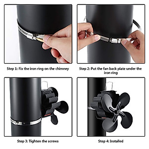 PANDA100 Heat Powered Stove Fan-2019 Upgrade Designed Silent Operation 4 Blades with Stove Thermometer for Wood/Log Burner/Fireplace-Eco Friendly and Efficient Heat Distribution (4 Blades)