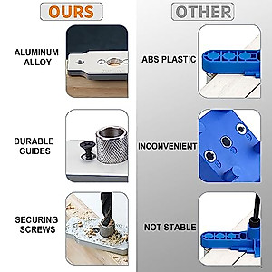 TOPOWN Aluminum Dowel Jig Kit Floating Shelf Bracket Jig 1/2" Dowel Jig Dowel Jig Self Centering Jig for Floating Shelf Dowel Jig for Straight Hole Centering Drill Jig Doweling Jig(Drill Not Included)