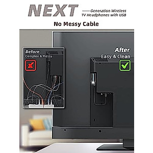 Wireless Headphones for TV - BKM400 Bluetooth TV Headphones Wireless with USB Transmitter Set Optical, AUX, RCA, USB, Plug & Play, 165FT Long Range, No Delay, 20 Hours, Louder and Clearer