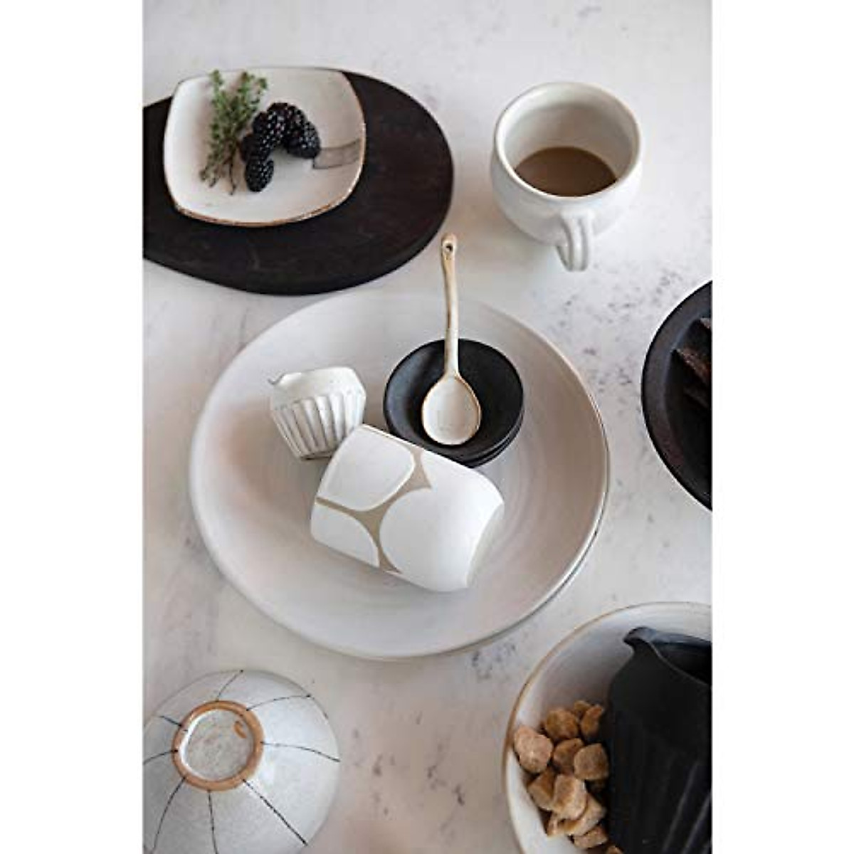 Creative Co-Op 14 oz. Stoneware, Reactive Glaze, Matte Black Finish Pitcher, 4.5"