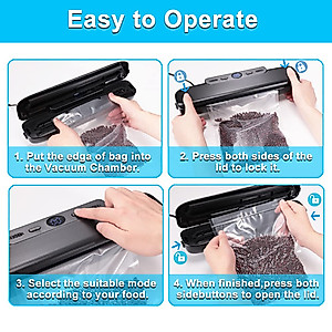 ADPTOYU Food Saver Vacuum Sealer Machine, Automatic LED Indicator Vacuum Sealer Machine with 10Pcs Vacuum Sealer Bags Starter Kit