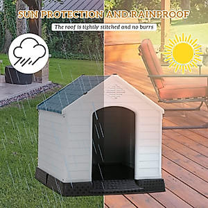 Large Dog House,Outdoor Dog Kennel,Insulated Dog House Pet Puppy Shelter for Small Medium Large Dogs Waterproof with Air Vents&Elevated Indoor Outdoor(32"H)