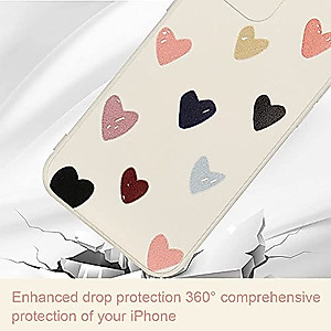 LLZ.COQUE for iPhone SE Case 2020/2022, iPhone 7 Case iPhone 8 Phone Case Cute for Women Girls Matte Love-Hearts Pattern Design Soft Liquid Silicone Shockproof Protective Cover 4.7 inch - Beige