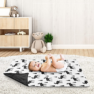 Sweet Jojo Designs Woodland Moose Rustic Patch Baby Boy Receiving Security Swaddle Blanket for Newborn or Toddler Nursery Car Seat Stroller Soft Minky - Black and White