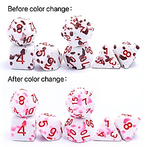 DND Game Dice Set Polyhedral - IDTQ Dungeons and Dragons Color Changes with Temperature Purple Red White Black Blue Yellow Green Dice Set RPG MTG Table Games 6sets D4 D6 D8 D10 D12 D20