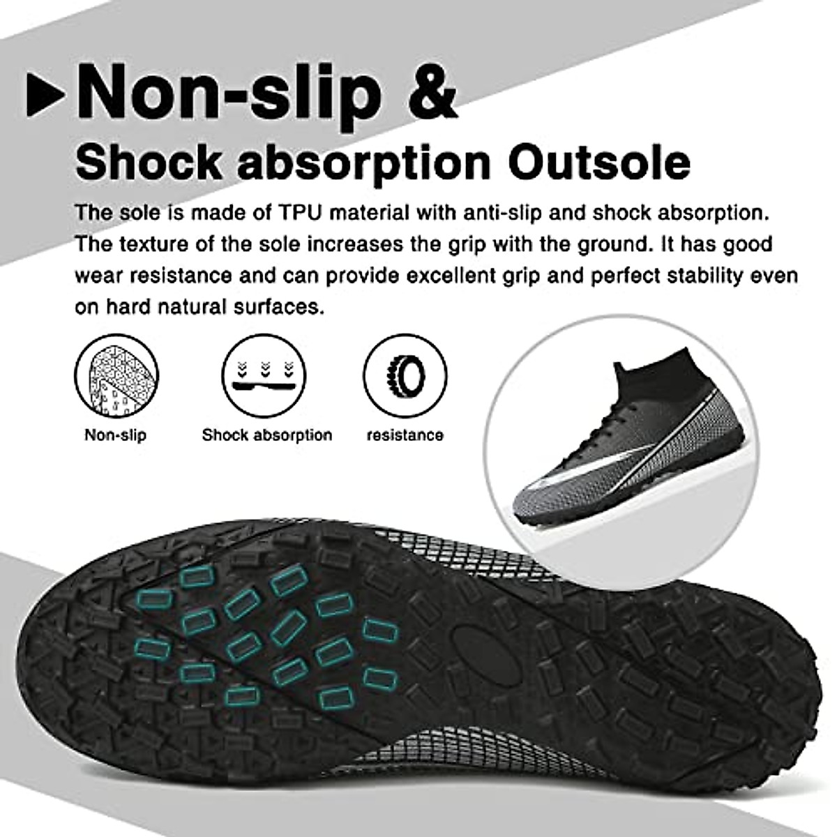 ISoccer Shoes Mens Soccer Cleats Women Turf Soccer Shoes Men Tacos De Futbol para Hombre Football Cleats for Big Boy Zapatos De Futbol para Hombres Futbol Futsal Shoes High Top Shoes TF