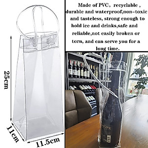 OBPSFY 10 Pieces Ice Wine Bag, Clear Portable Collapsible Wine Cooler Bags with Handle, PVC Wine Pouch Bags for Champagne Cold Beer White Wine Chilled Beverages