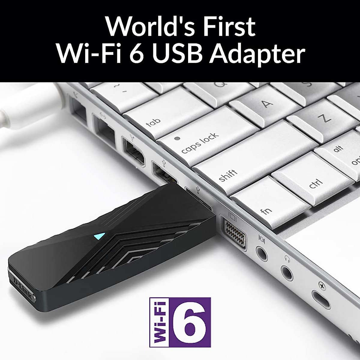 D-Link USB WiFi 6 Adapter AX1800 USB 3.0 Dual Band Long Range MU-MIMO Wireless Internet Network for Desktop PC Laptop Windows (DWA-X1850)