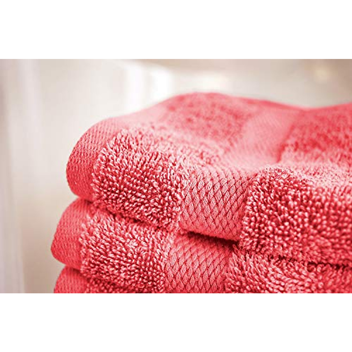 Cotton & Calm Exquisitely Fluffy 100% Cotton Wash Cloths Set - Luxurious 12 Pack Coral Washcloths - 13x13 inches Face Towel - Super Soft, Thick & Absorbent for Face, Hand, Gym & Spa
