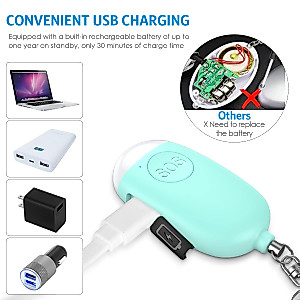 Criacr Safe Sound Personal Alarm, 130dB Rechargeable Safesound Security Alarm Keychain, Emergency Self Defense Alarm with LED Light, for Kids, Women, Elderly (1 Pack-Blue)