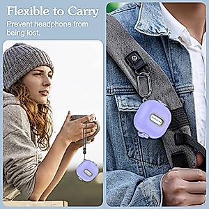 QIUDAOY 3in1 with Lock for Samsung Galaxy Buds Pro 2 Case/Galaxy Buds Pro Case/Galaxy Buds 2 Case/Galaxy Buds Live Case,One-piece Hard Shell Protective Cover with Lanyard/Keychain Accessories (Purple)