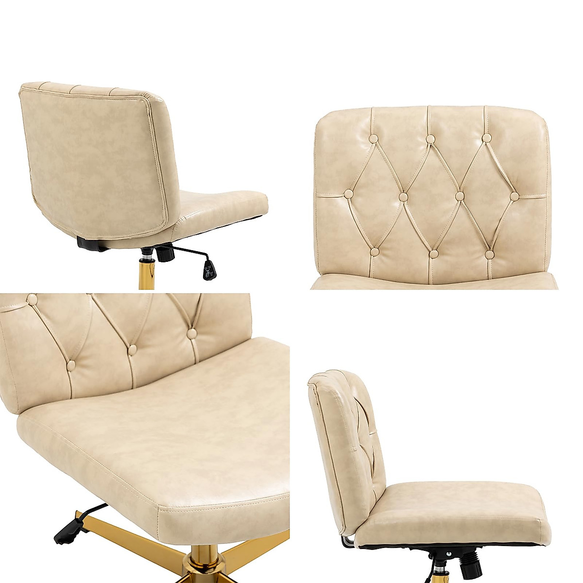 Targawerelax Criss Cross Desk Chair, Adjustable Office Chair no arms, Crisscross Chair, Home Office Desk Chairs no Wheels Cross Legged Office Chair Vanity Chair Computer pc Chair for Small Spaces