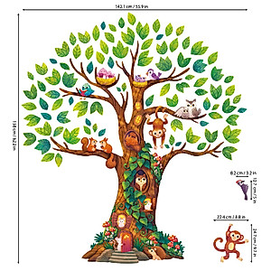 DECOWALL DL4-2303 XLarge Giant Tree Wall Stickers (60x62 inch) Decals Kids Baby Nursery Bedroom Jungle Woodland Leaf Forest Large Birch Vinyl Peel and Stick Enchanted Classroom Family Nature vinilos