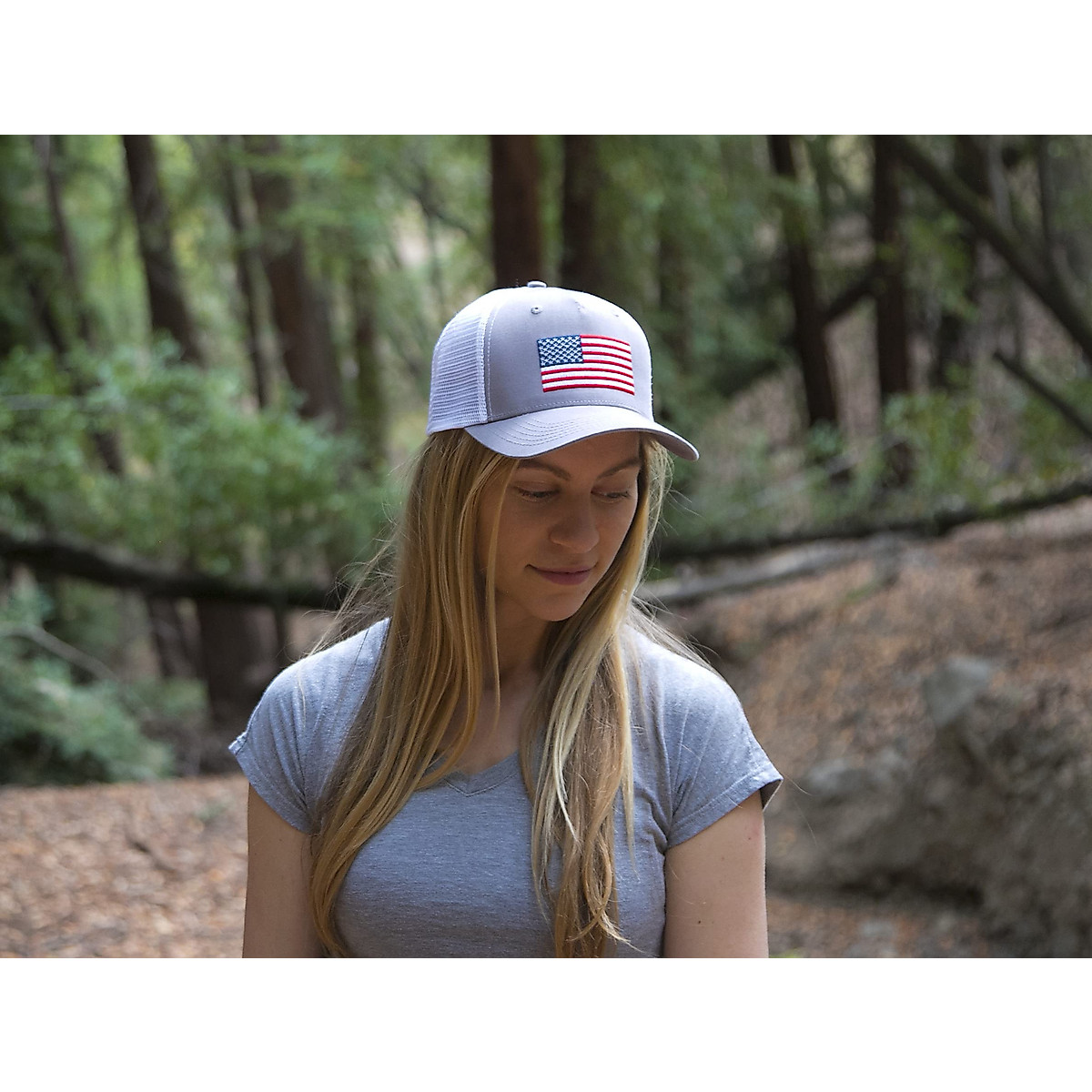 International Tie American Flag Hat for Men and Women - USA Flag Patriotic Trucker Baseball Snapback Cap