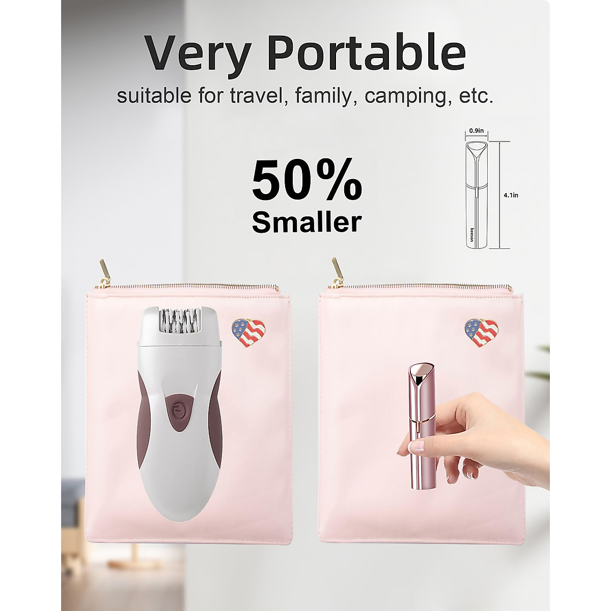 nvxigac Facial Hair Removal for Women, Painless Womens Facial Hair Remover with 2 Replacement Heads, Lipstick-Sized, USB Rechargeable, Facial Hair Remover for Upper Lip,Chin,Peach Fuzz,Mustache (Pink)