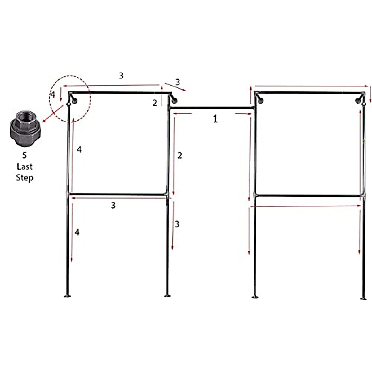 SERENITA 1 inch Heavy Duty Industrial Pipe Clothing Rack, Hanging Rod for Closet, Wall Mounted Multi Purpose (80" x 94" Double, Black)