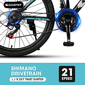 Ecarpat Mountain Bike 26 Inch Wheels, 21-Speed Trail Commuter City Mountain Bikes 17" Aluminum Frame for Men Women Bicycles Disc Brakes Front Suspension