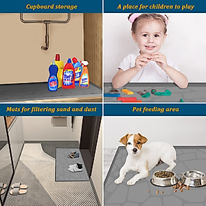 Under Sink Mats for Kitchen Waterproof, BBYUS Under Sink Mat 34" X 22" Under Kitchen Sink Mat Prevent Drips, Leaks, Large Under Sink Drip Tray, Holds UP 3.3 Gallons Liquid