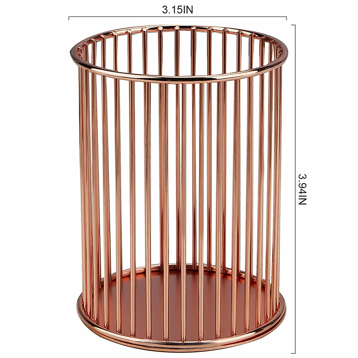 Pen Pencil Holder, Metal Wire Pen Pencil Cup Holders for Desk Cute Organizer, Makeup Brushes Cup Holder Organizer, 1PC Rose Golden, by XieNie
